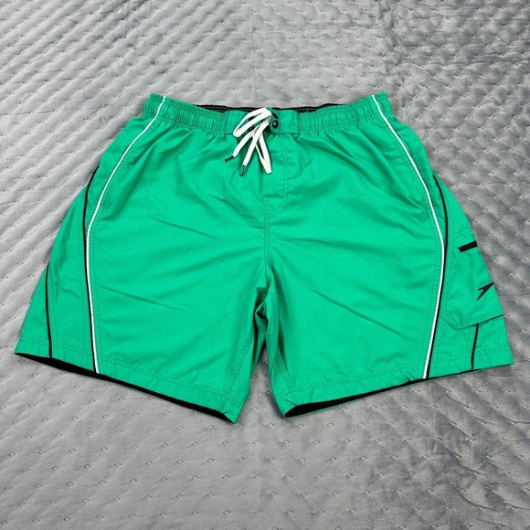 Speedo | Swim | Speedo Swim Trunks 34 Green Blue Mesh Lined Zip Pockets ...